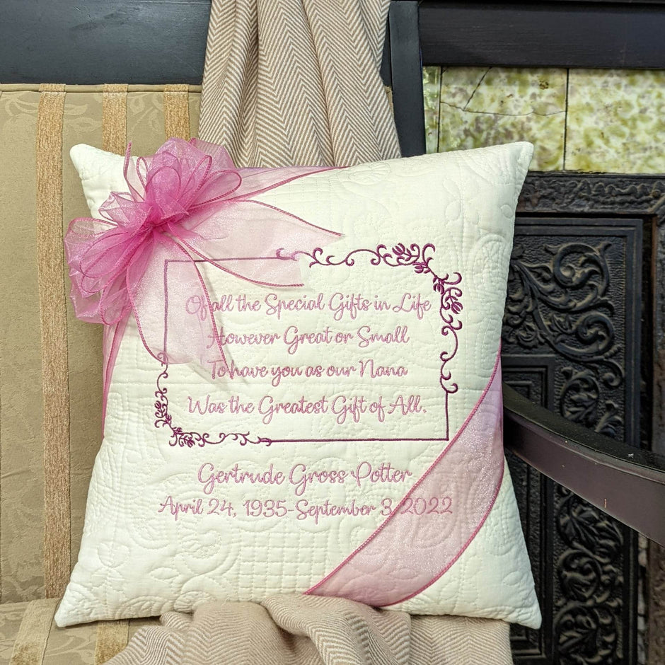 Sympathy Pillows | Custom Embroidery Designs - Hollyhock Designs